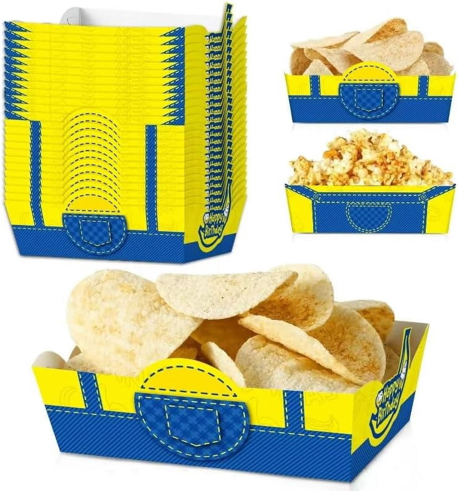 24Pcs Cartoon Yellow Food Tray Favors Paper Food Serving Tray Birthday ...