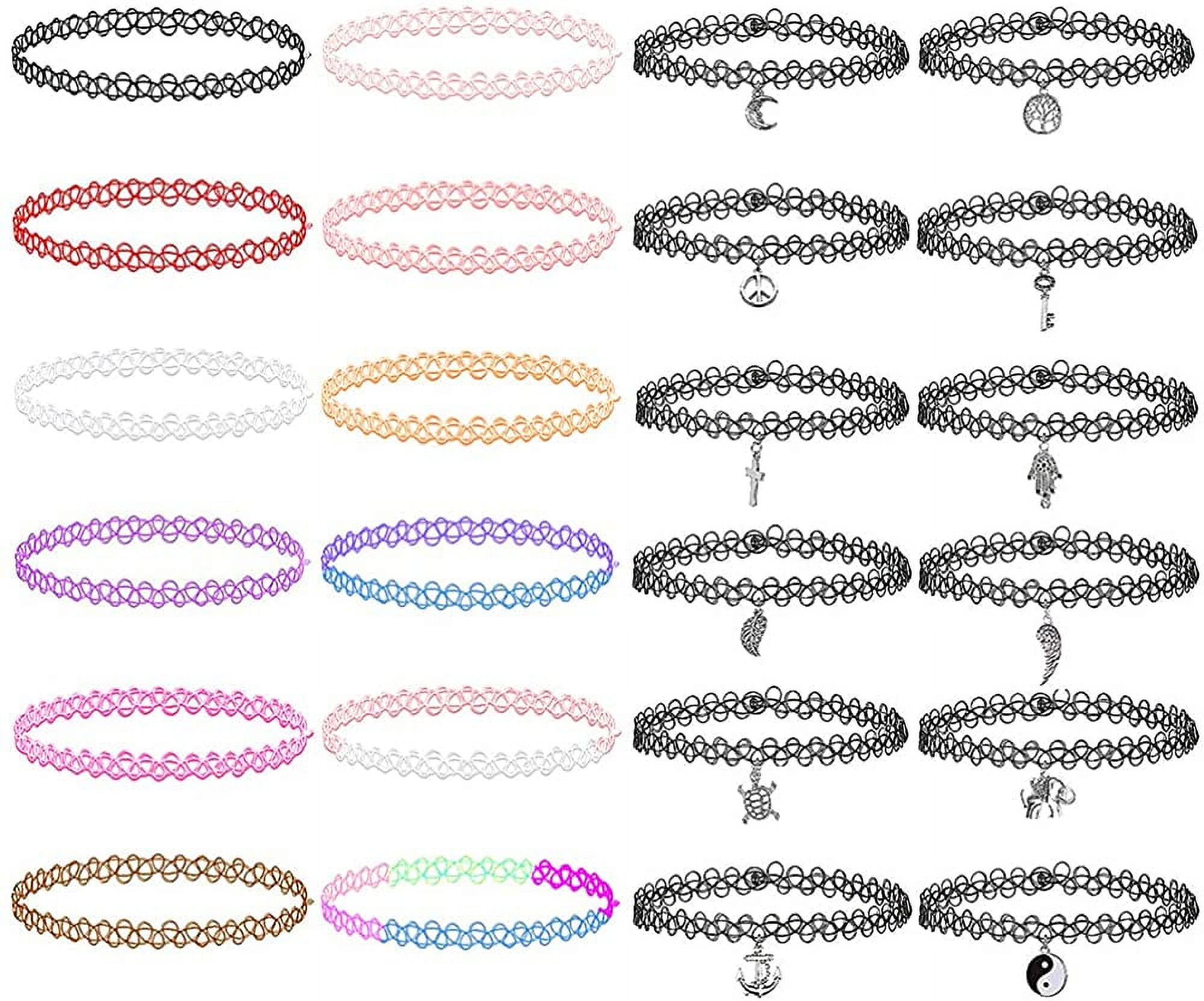 24Pcs Choker Necklace Set, Stretchable Elastic Girl's Chokers Set ...