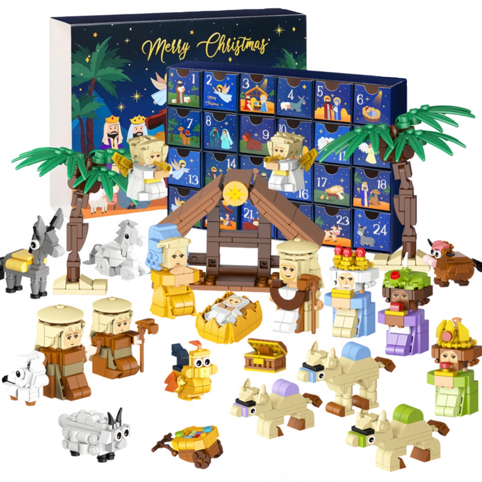 24Pcs Christmas 3D Countdown Calendar Assembling Building Block Toy Set ...