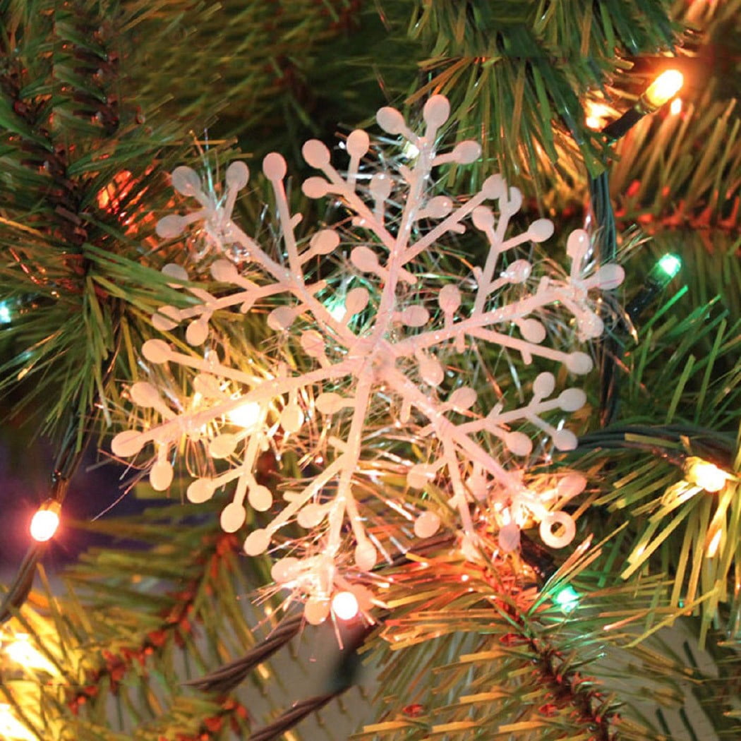 24Pcs Christmas 3D Snowflake String Decorations Xmas Tree Hanging ...