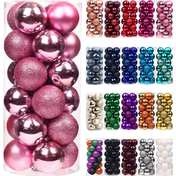 24Pcs Christmas Balls Ornaments - 1.2 Inch Glittering Christmas Ball ...