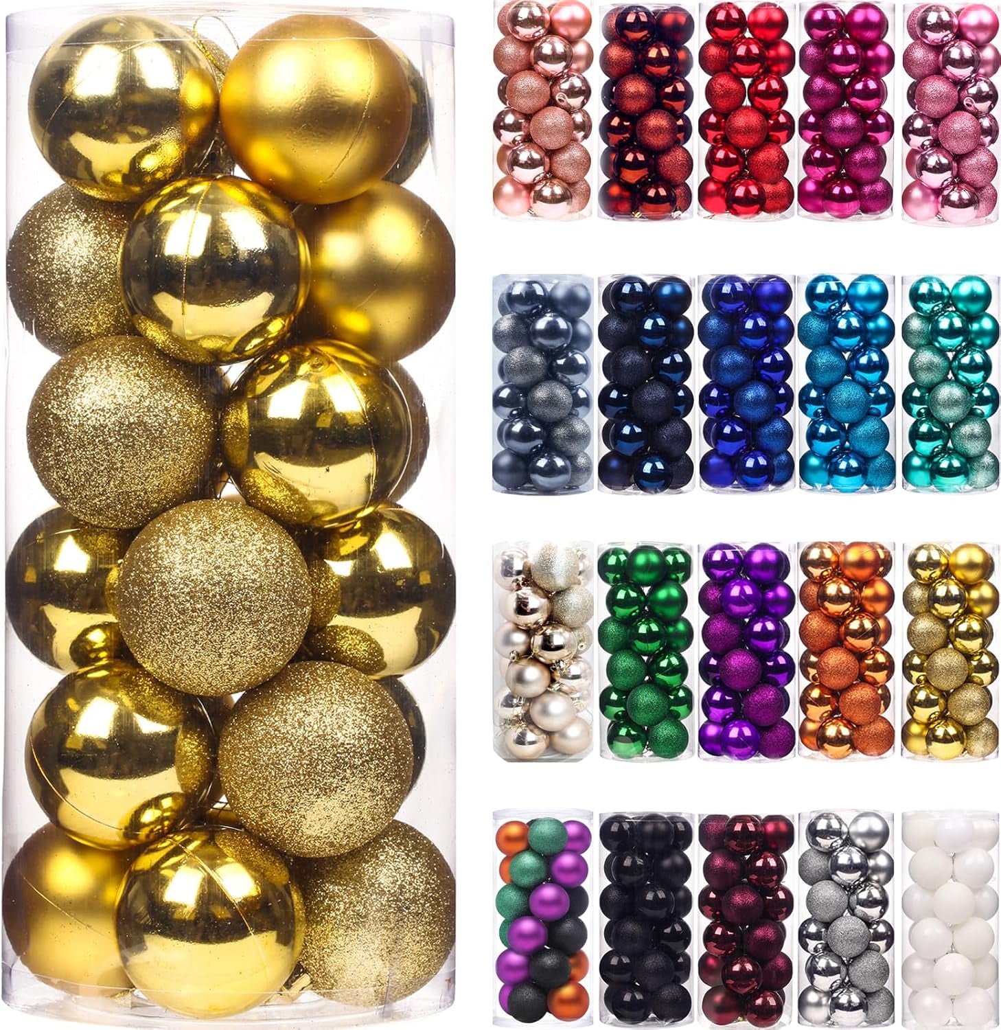 24Pcs Christmas Balls Ornaments for Xmas Christmas Tree - Shatterproof ...