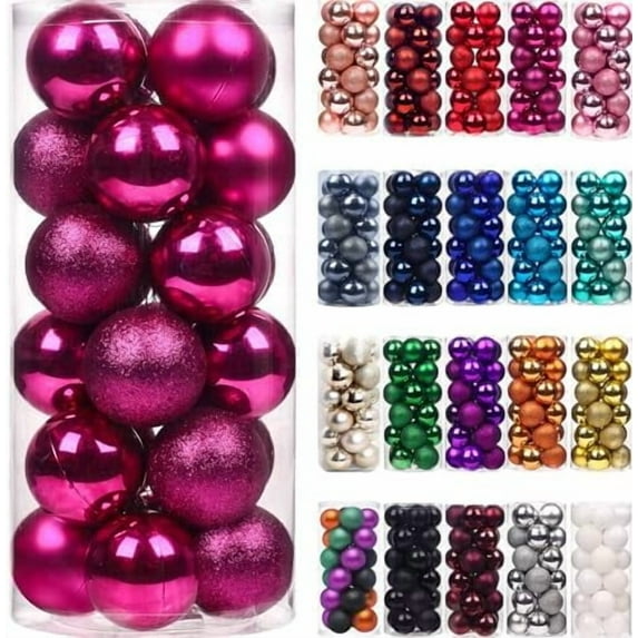 24Pcs Christmas Balls Ornaments for Xmas Tree - 2.5 Inch Shatterproof ...