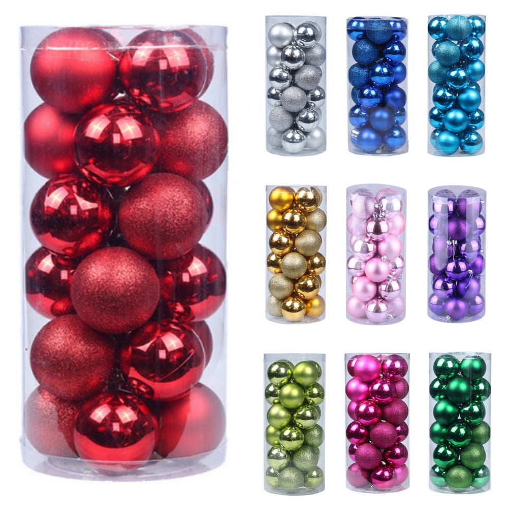 24Pcs Christmas Balls Ornaments for Xmas Christmas Tree - 3cm/1.18 ...