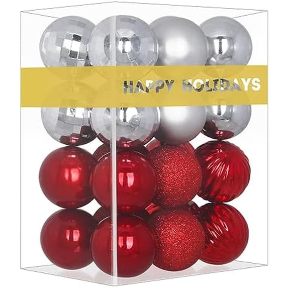 24Pcs Christmas Balls Ornaments for Xmas Tree - Shatterproof Christmas ...
