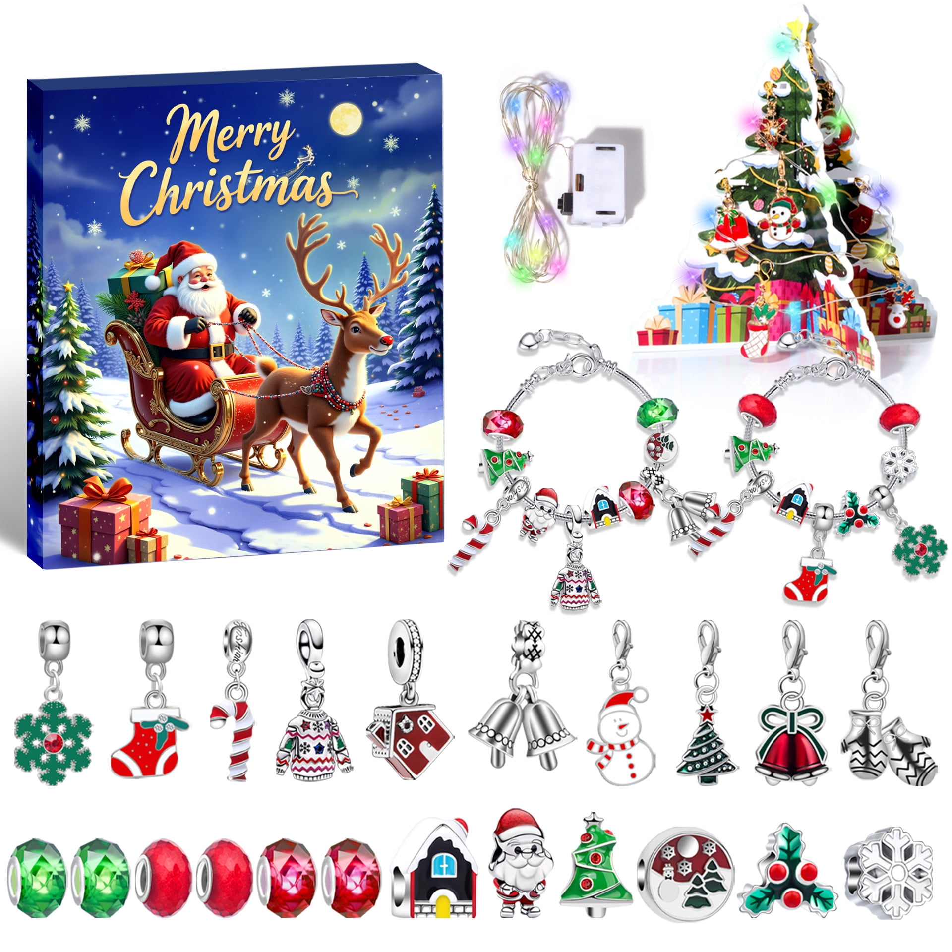 24Pcs Christmas Bracelets Countdown Clocks, Funny Jewelry Advent ...