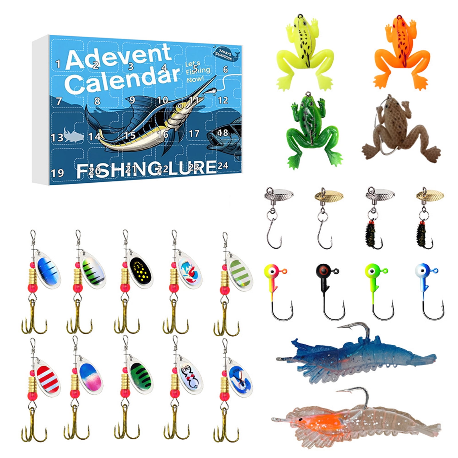 24Pcs Christmas Calendar Fishing Hard Baits Rotating Fishing Lure ...