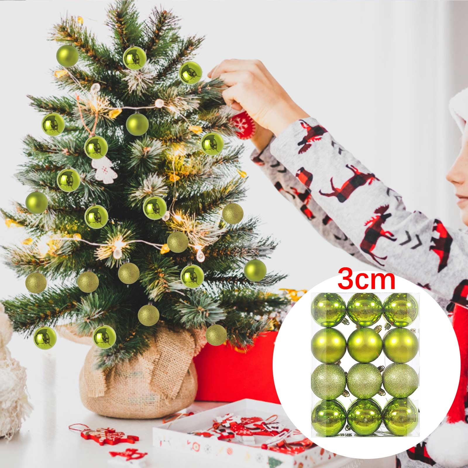 24Pcs Christmas Clear Plastic Ornaments Balls Mini Christmas Tree ...