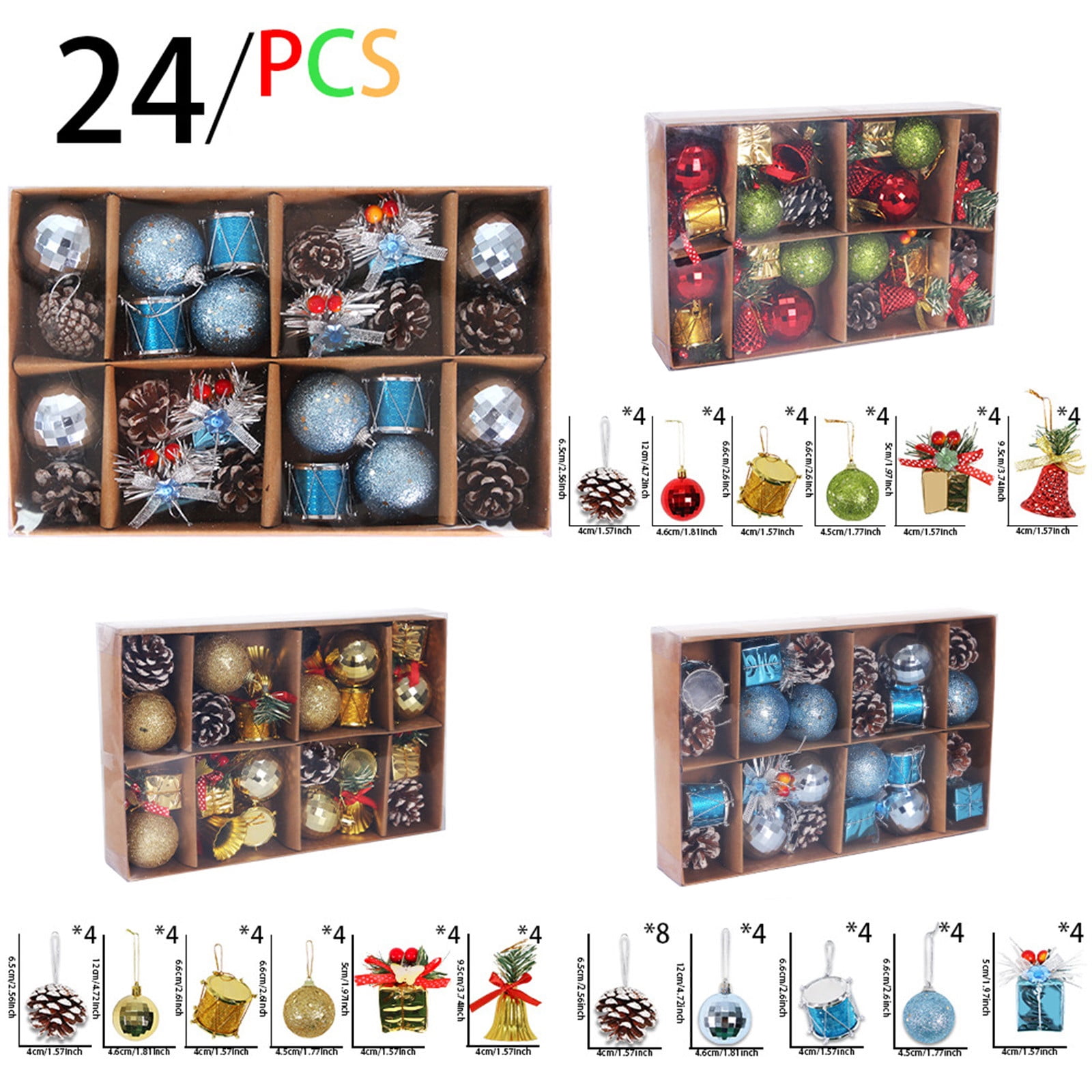 24Pcs Christmas Countdown Advent Calendar Pendant Blind-Box with Bells ...