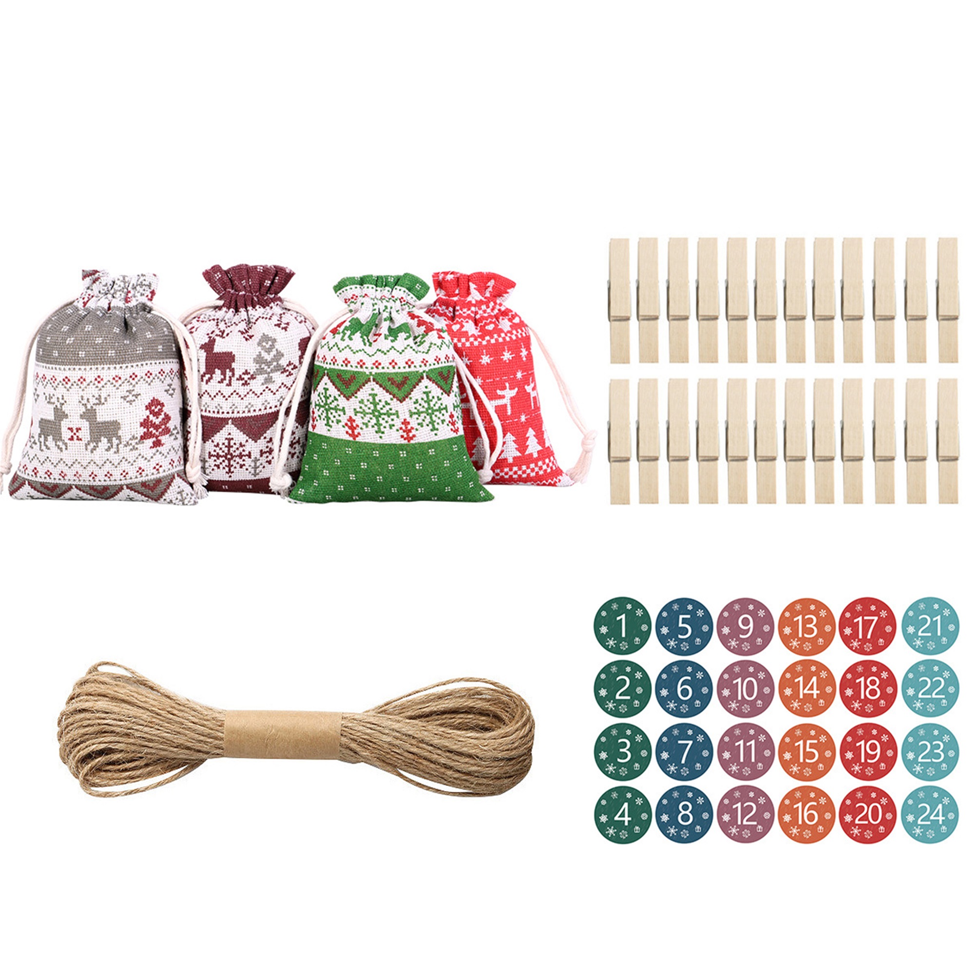 24Pcs Christmas Goodie Treat Candy Bags for Kids, Xmas Gift Bags with ...