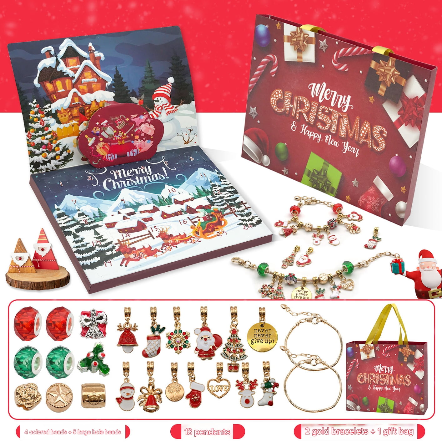 24Pcs Christmas Jewelry Advent Calendars, Exquisite Christmas Bracelets ...