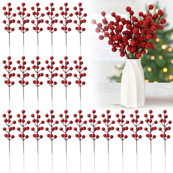 Artificial Berry Picks, Red Berry Stems, Artificial Pip Berry Branches ...