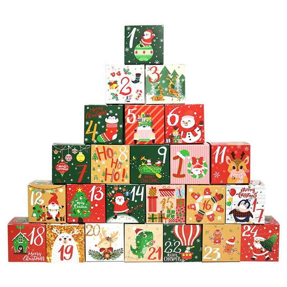 24Pcs Christmas Stackable Gift Boxes Set with Lids,Xmas Nesting Box for ...