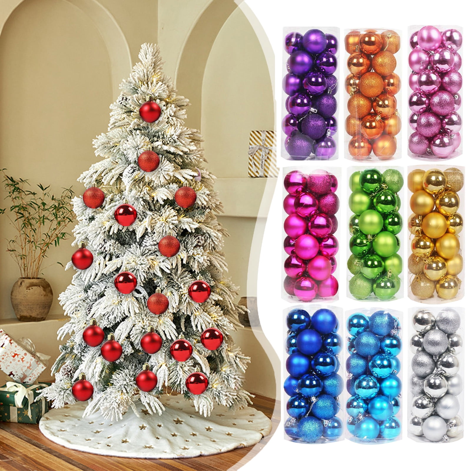 24Pcs Christmas Tree Balls Ornaments for Xmas Christmas Tree ...