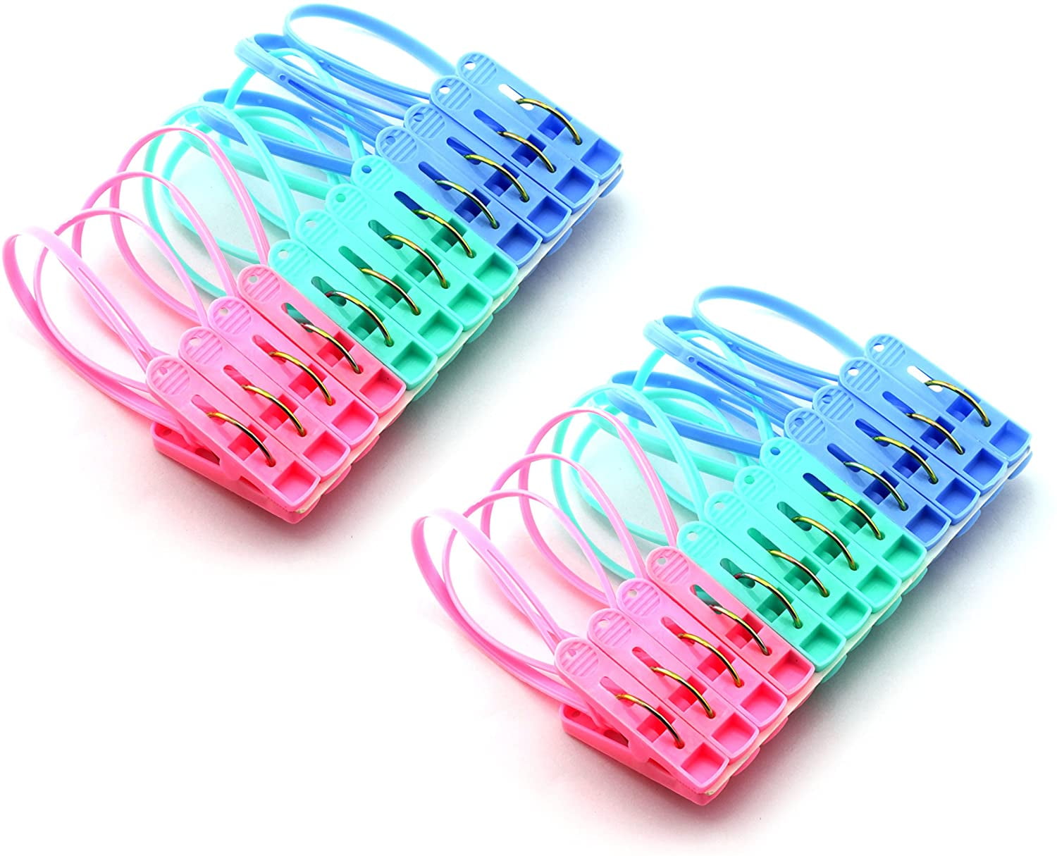 24Pcs Clothes Peg Clip Pins,Multicolor Rope Hanging line Windproof ...