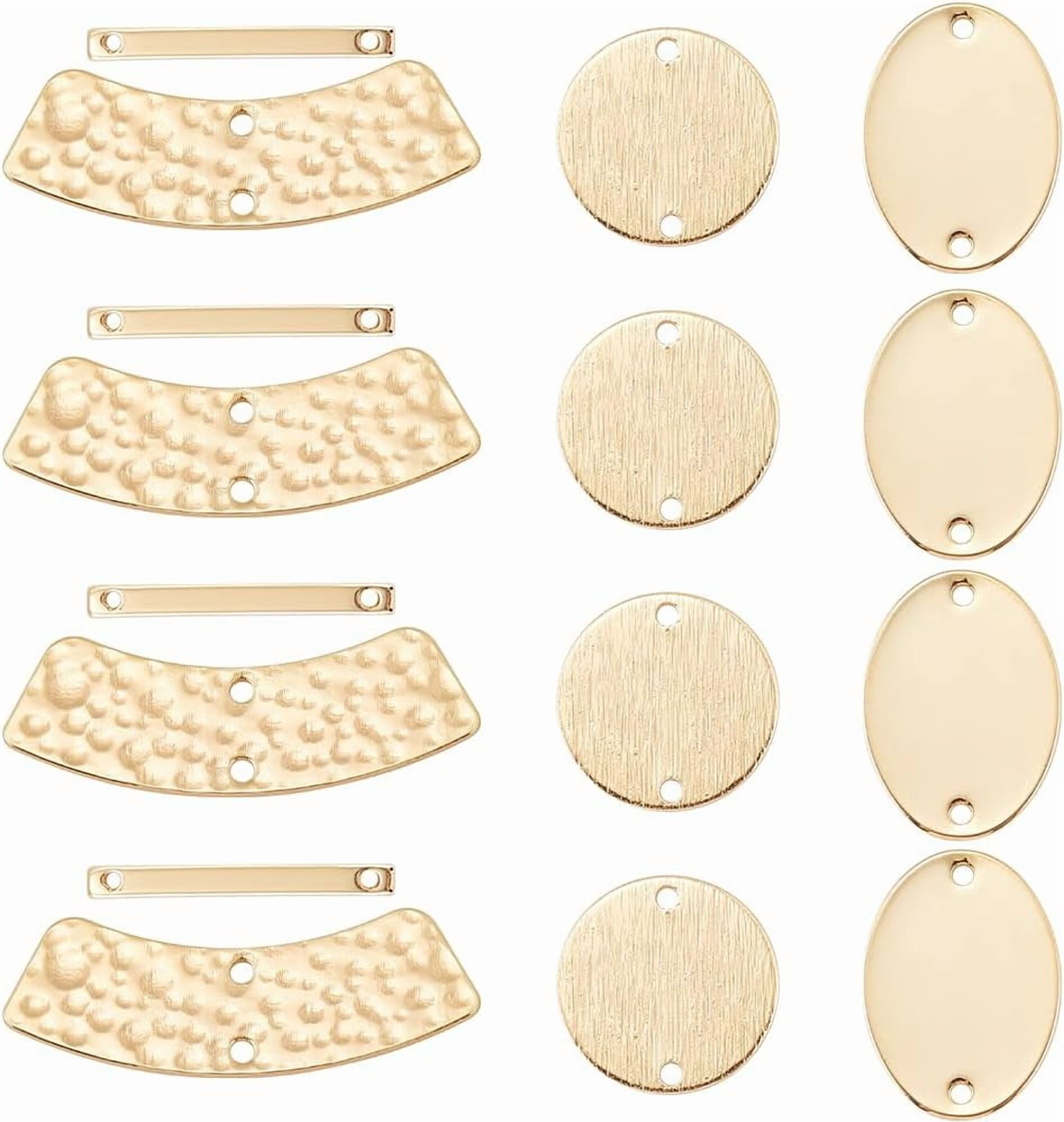 24Pcs Connector Charms Real 18K Gold Plated Brass Geometric Style Oval ...