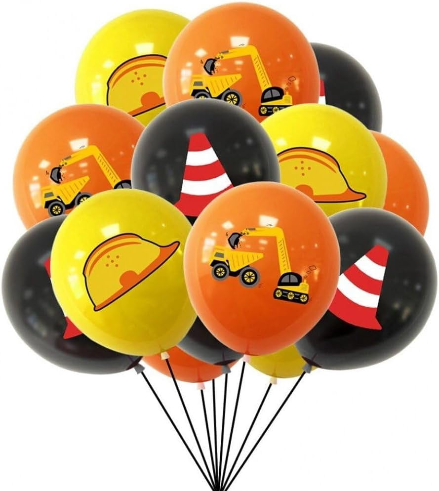 24Pcs Construction Balloons, 12 inch Black Orange Yellow Balloons ...