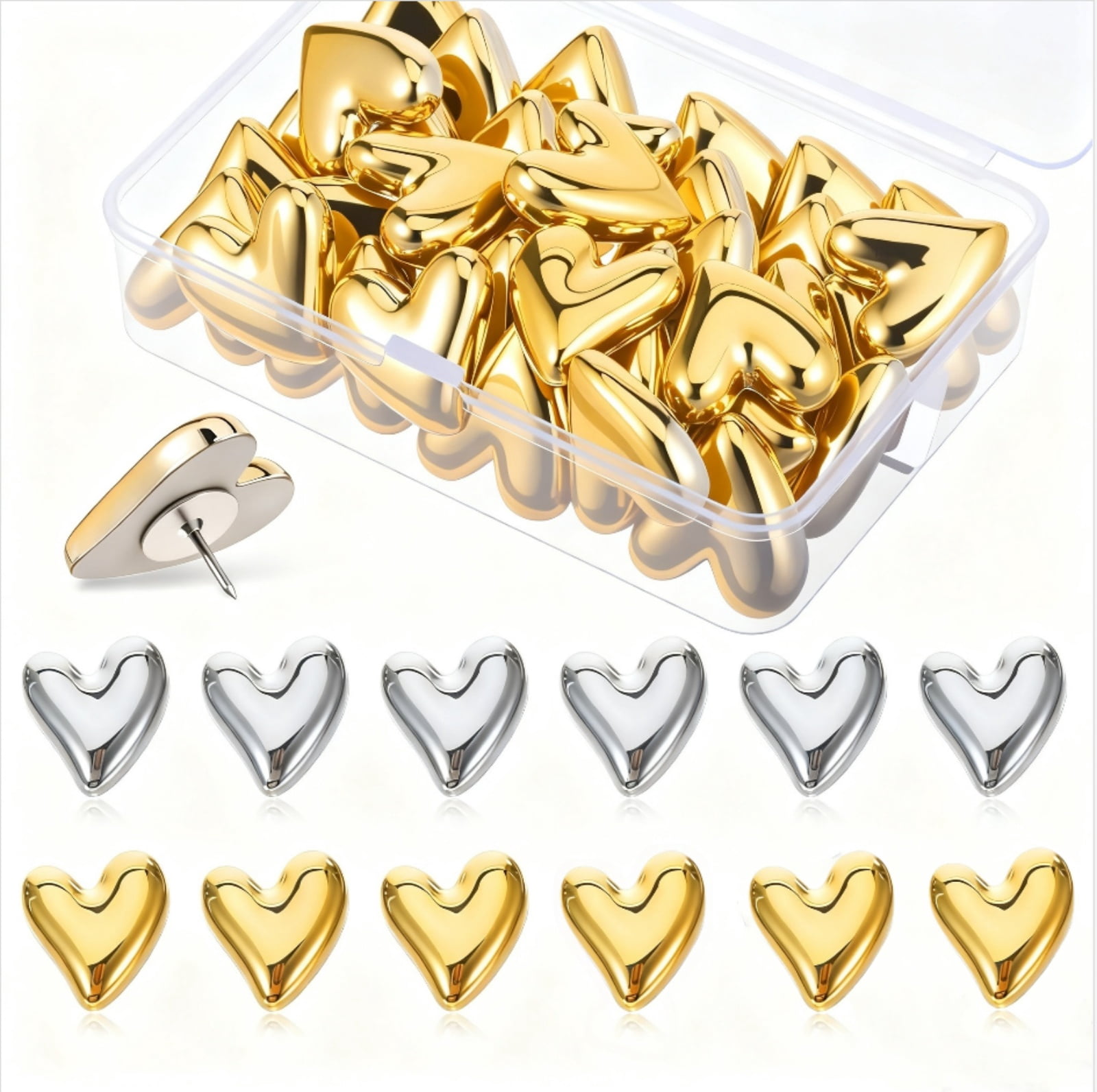 24Pcs Cute Heart Push Pins, Thumb Tacks, Decorative Push Pins for ...