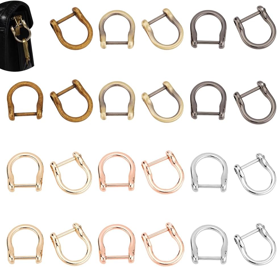24Pcs D-Rings with Closing Screws 6 Colors Horseshoe U Shape D Rings ...