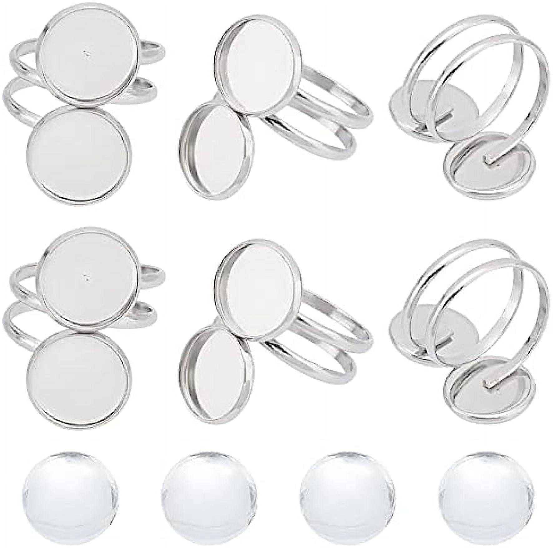 24Pcs DIY 8 Sets Stainless Steel Ring Blanks Spiral Blank Bezel Rings ...