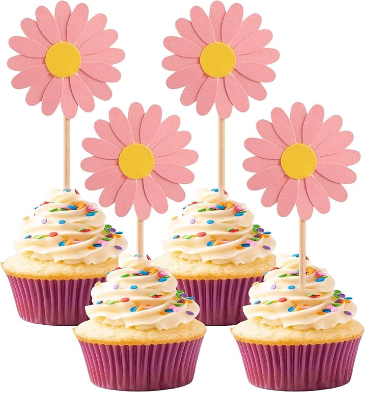 24Pcs Daisy Cupcake Toppers Flower Cake Topper Decorations Daisy Cake ...
