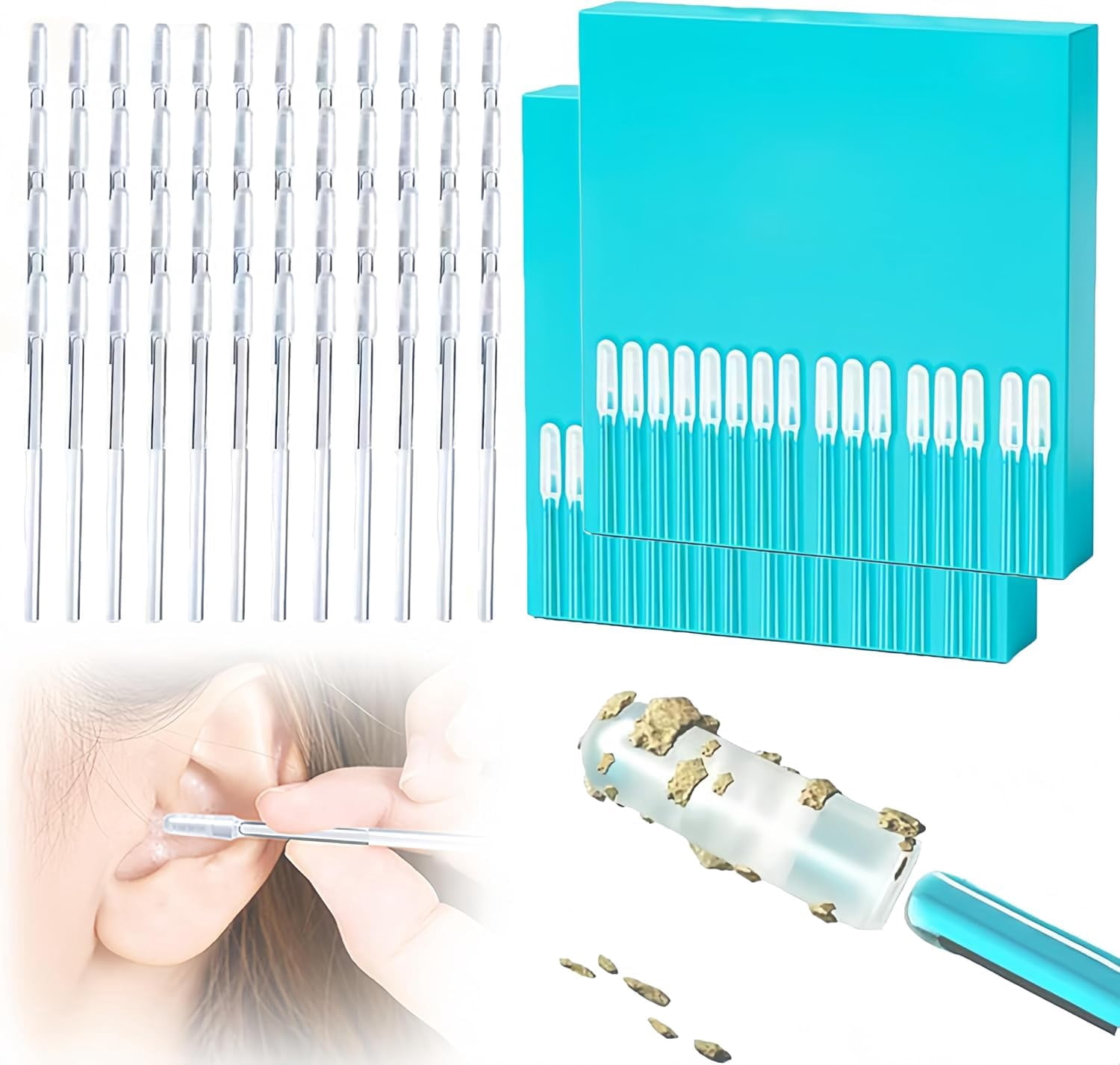 24Pcs Earwax Removal Adhesive Swabs, Reusable Sticky Ear Cleaning ...
