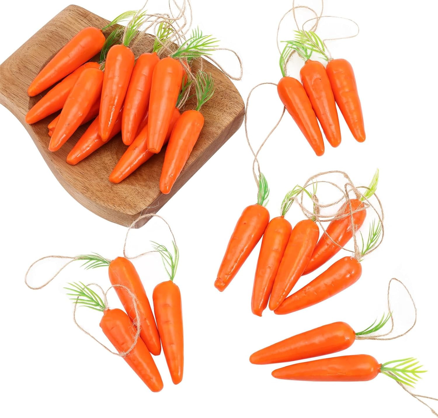 24Pcs Easter Decor Carrots Lifelike Carrots with Jute Cord Realistic ...