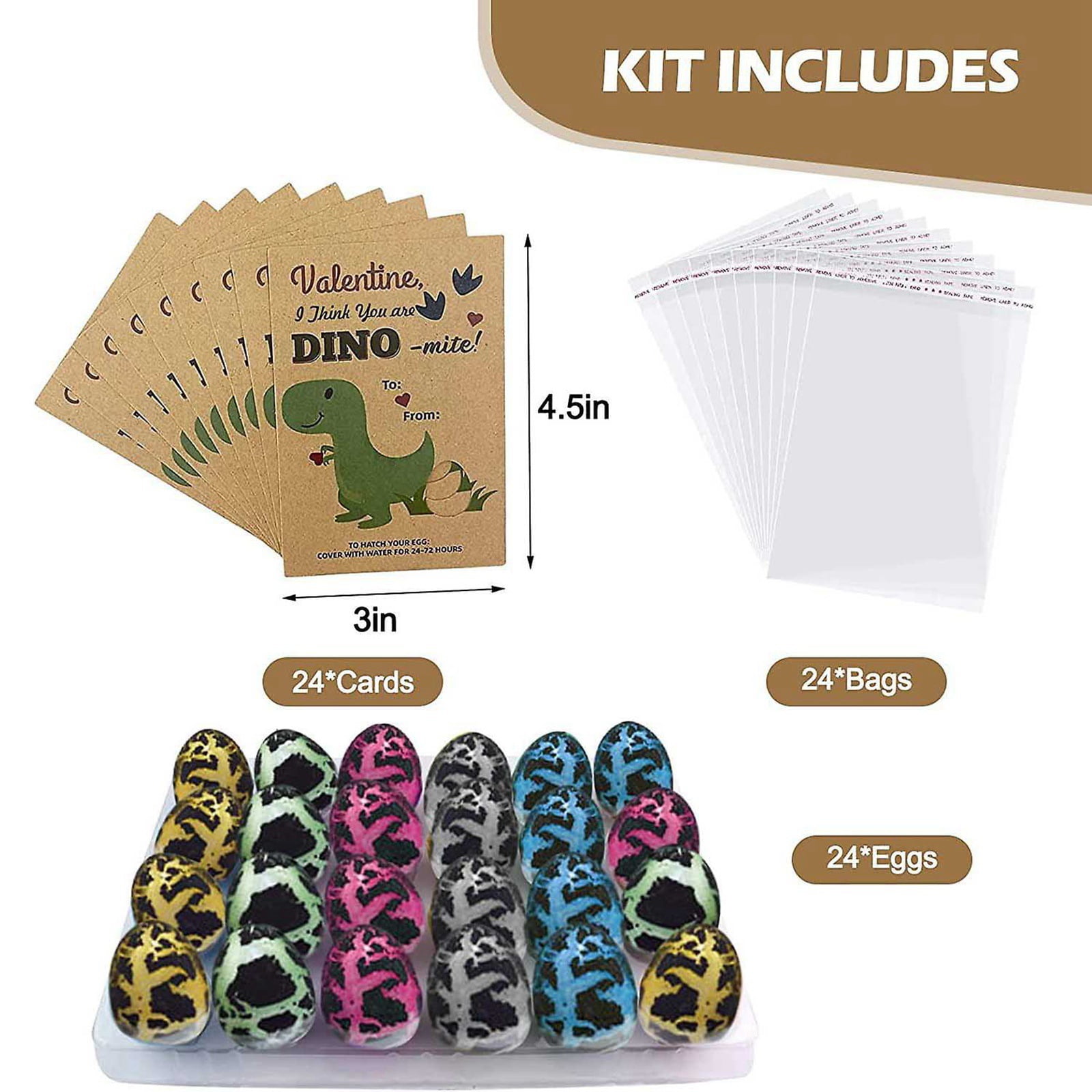 24Pcs Easter Dinosaur Eggs Set With 24 Dinosaur Eggs And Cards Assorted ...