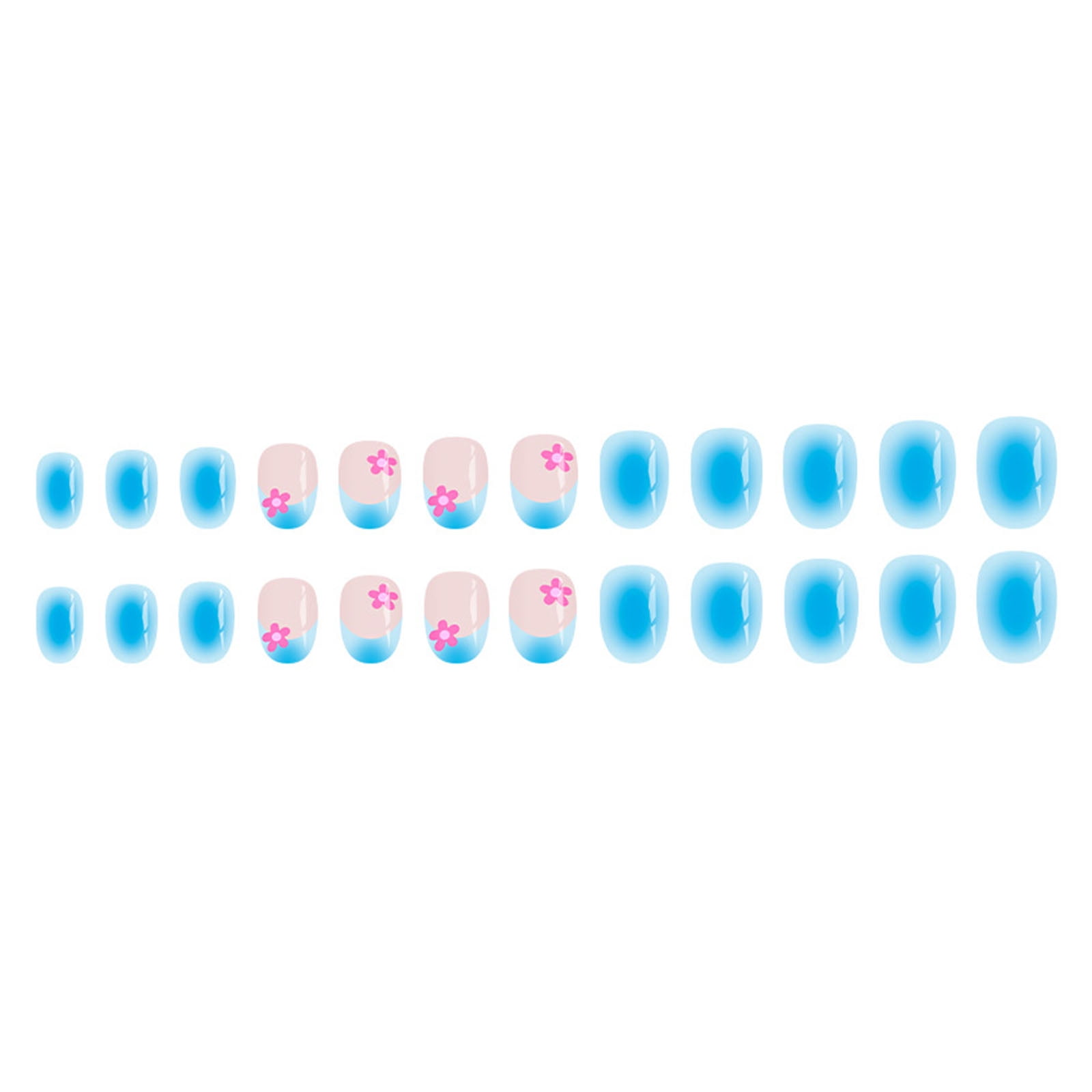 24Pcs Elegant Blue French Manicure Nails Natural Looking And ...