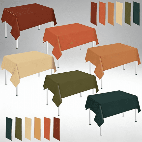 24Pcs Fall Plastic Tablecloth Brown Orange Green Rectangle Table Cover ...