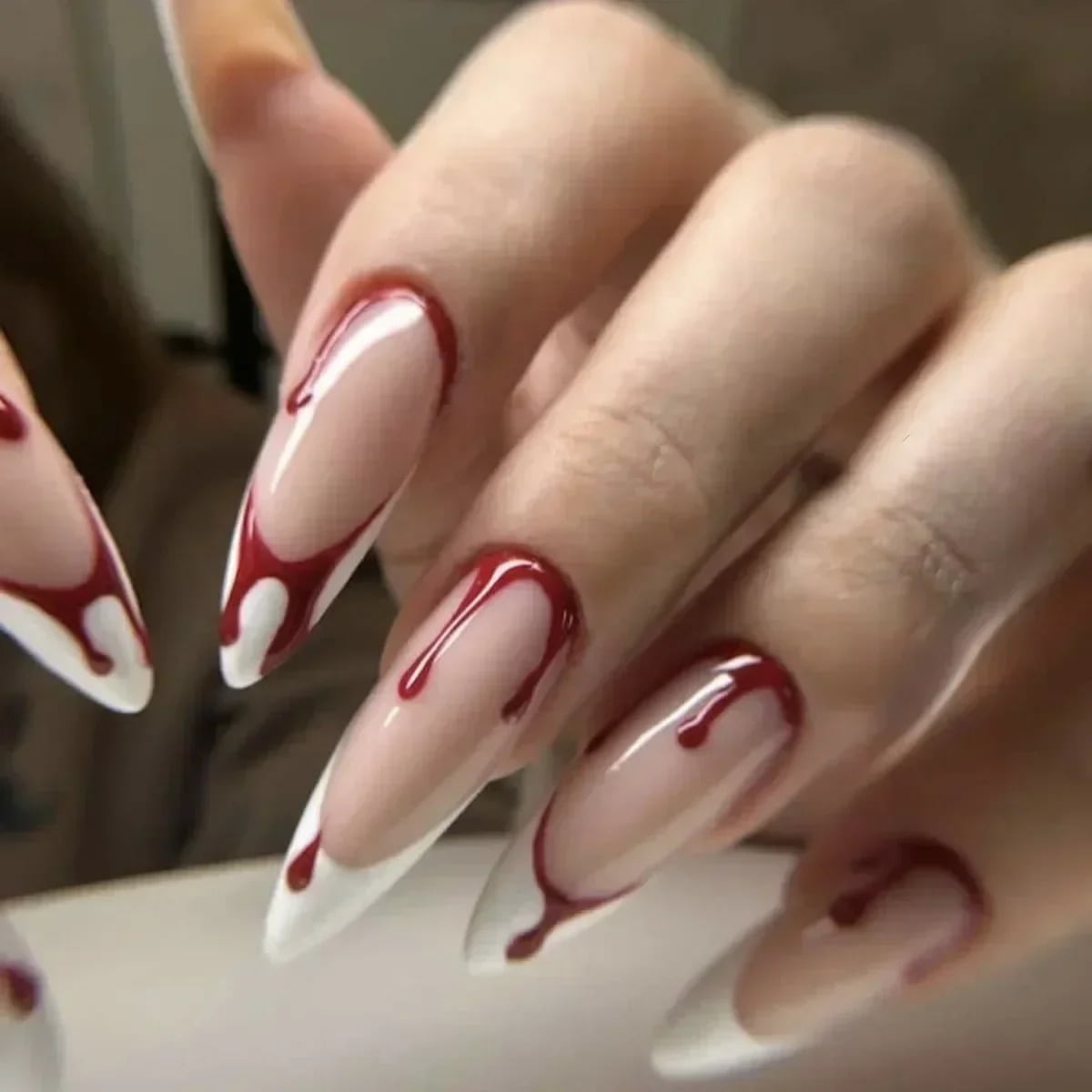 24Pcs False Nails With Glue Almond Pink Butterfly Design Detachable ...