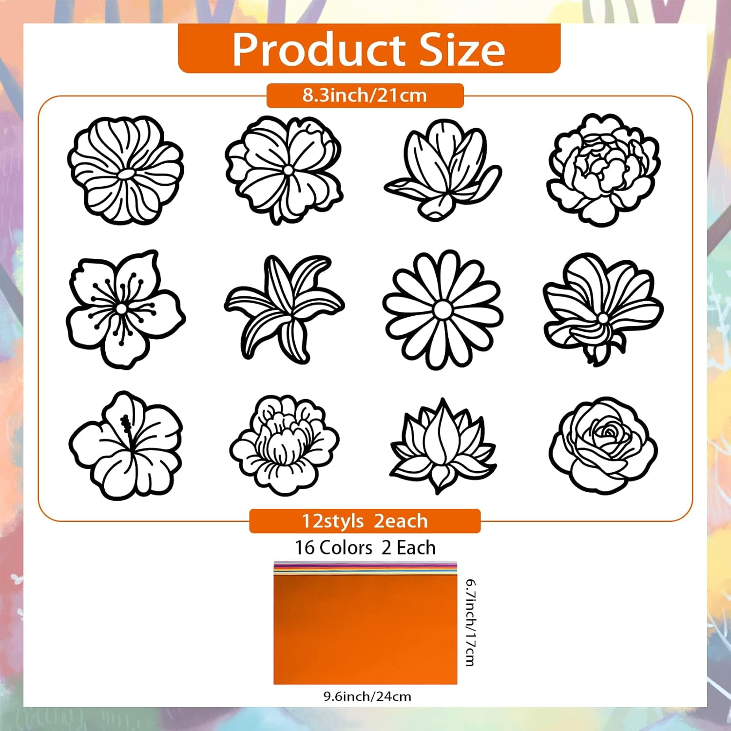 24Pcs Flowers Stained Glass Effect Paper Suncatchers Flowers Window ...