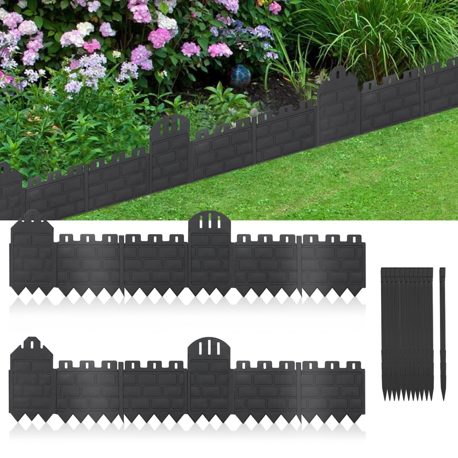 24Pcs Garden Edging Border No Dig Landscape Edging 17Ft 8.2in Tall ...
