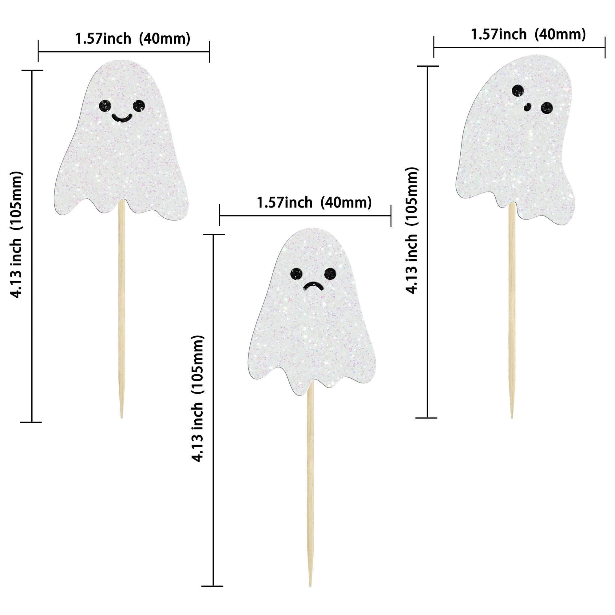 24Pcs Ghost Cupcake AJH3 Toppers White Glitter Halloween Baby Shower ...