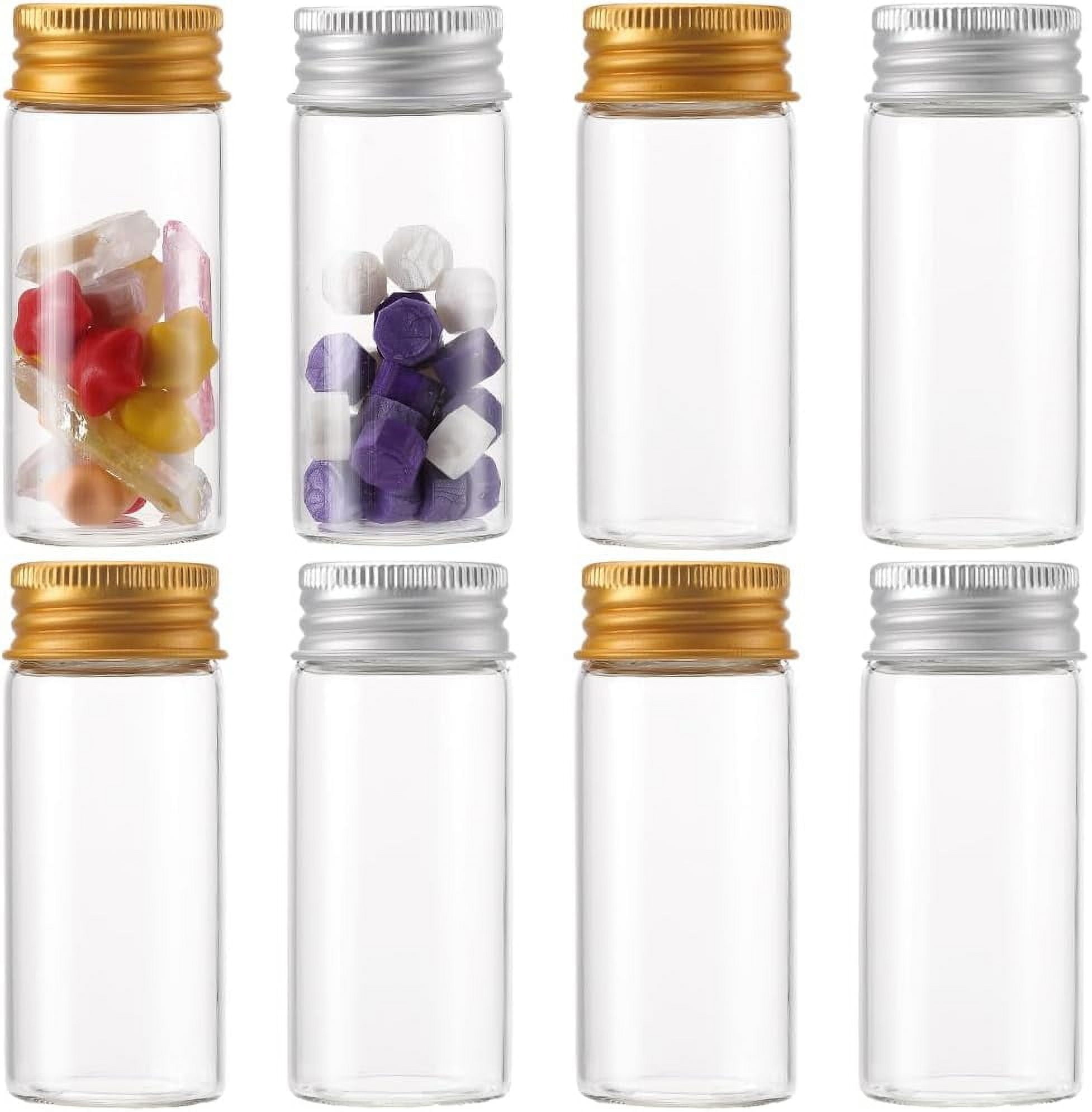 24Pcs Glass Bead Bottles 30ml Small Glass Bottles with Aluminum Cap ...