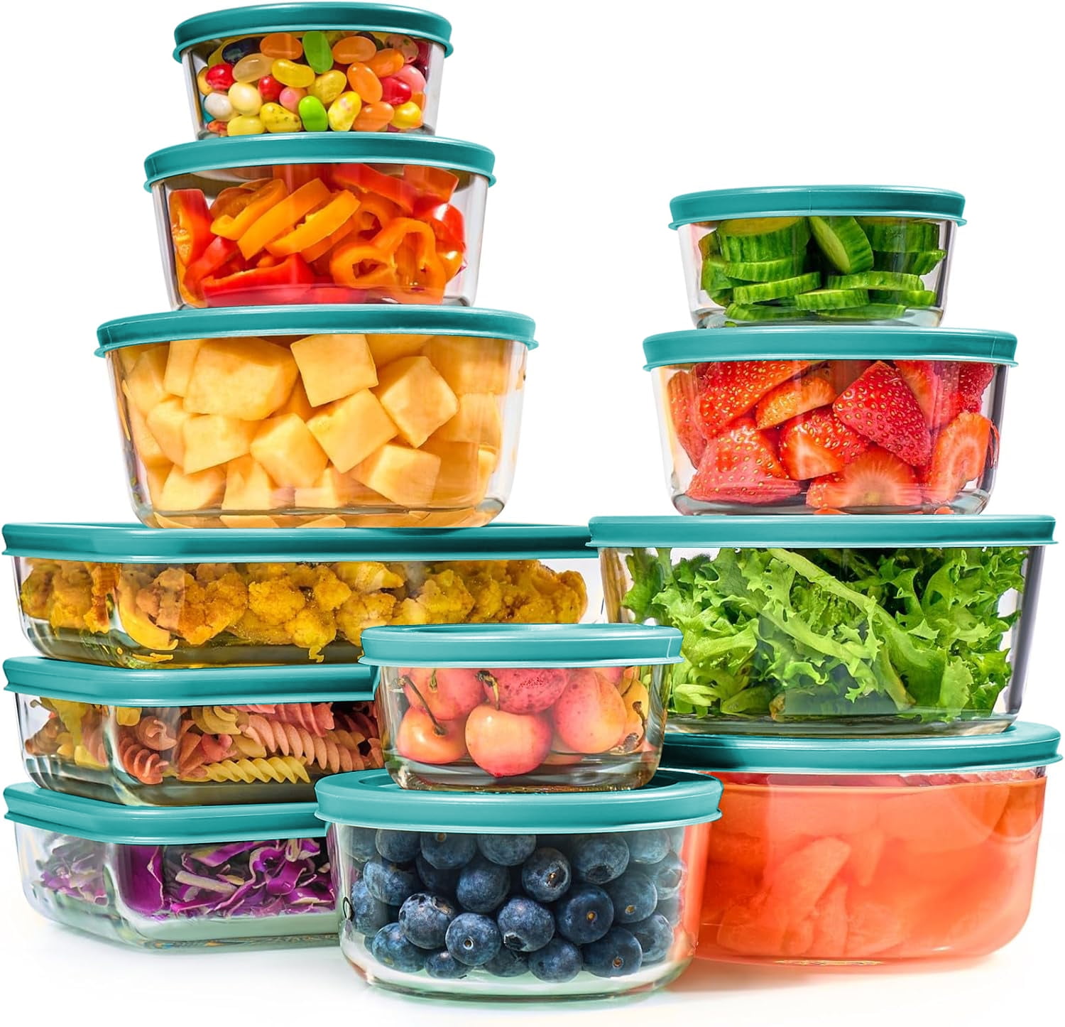 24Pcs Glass Food Storage Containers with Lids(12 Containers & 12 Lids ...