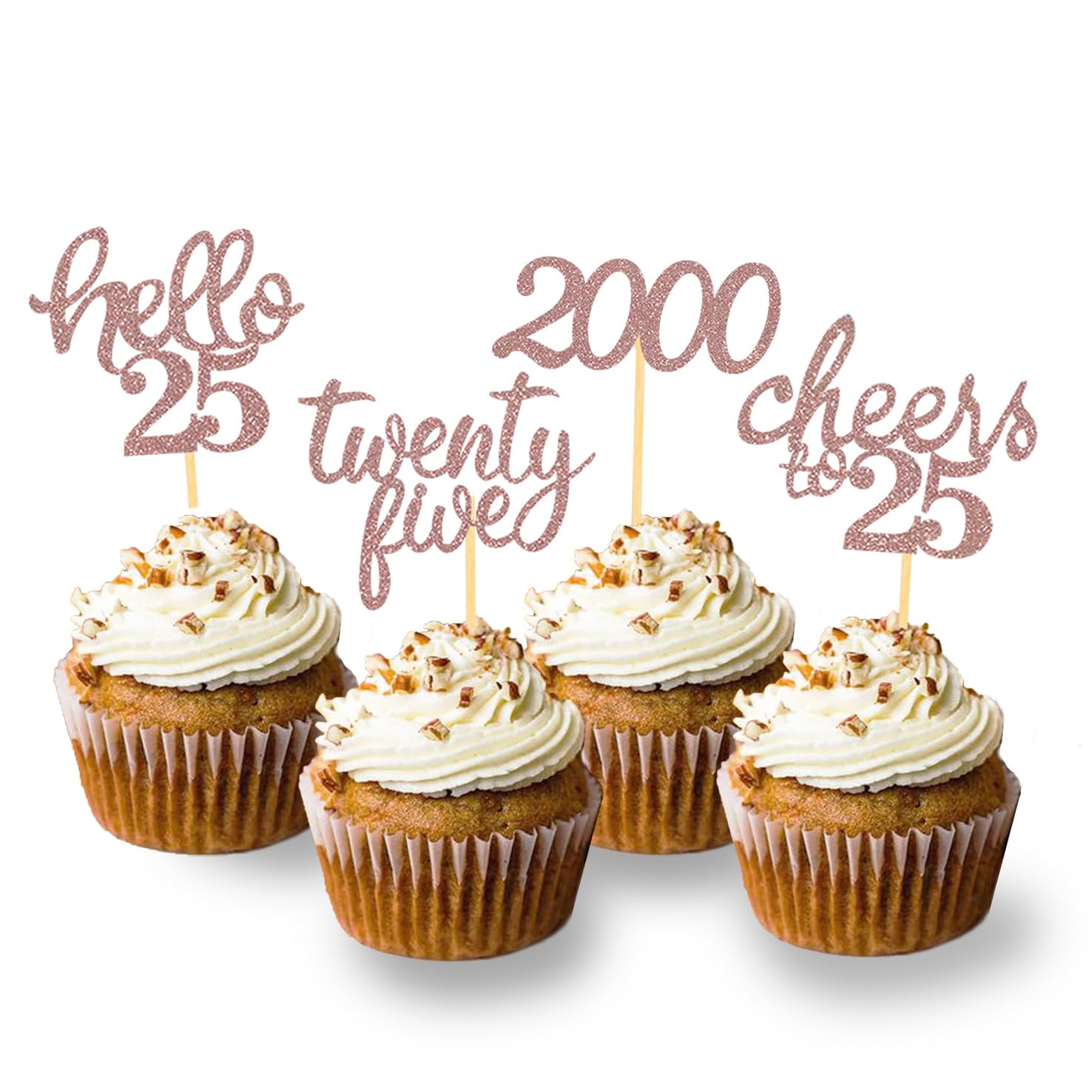 24Pcs Glitter 25thTRDN Birthday Cupcake Toppers, Hello 25th Birthday ...