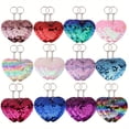 24Pcs Glitter Sequin Heart Keychains, Double-Sided Sparkling Key Rings ...