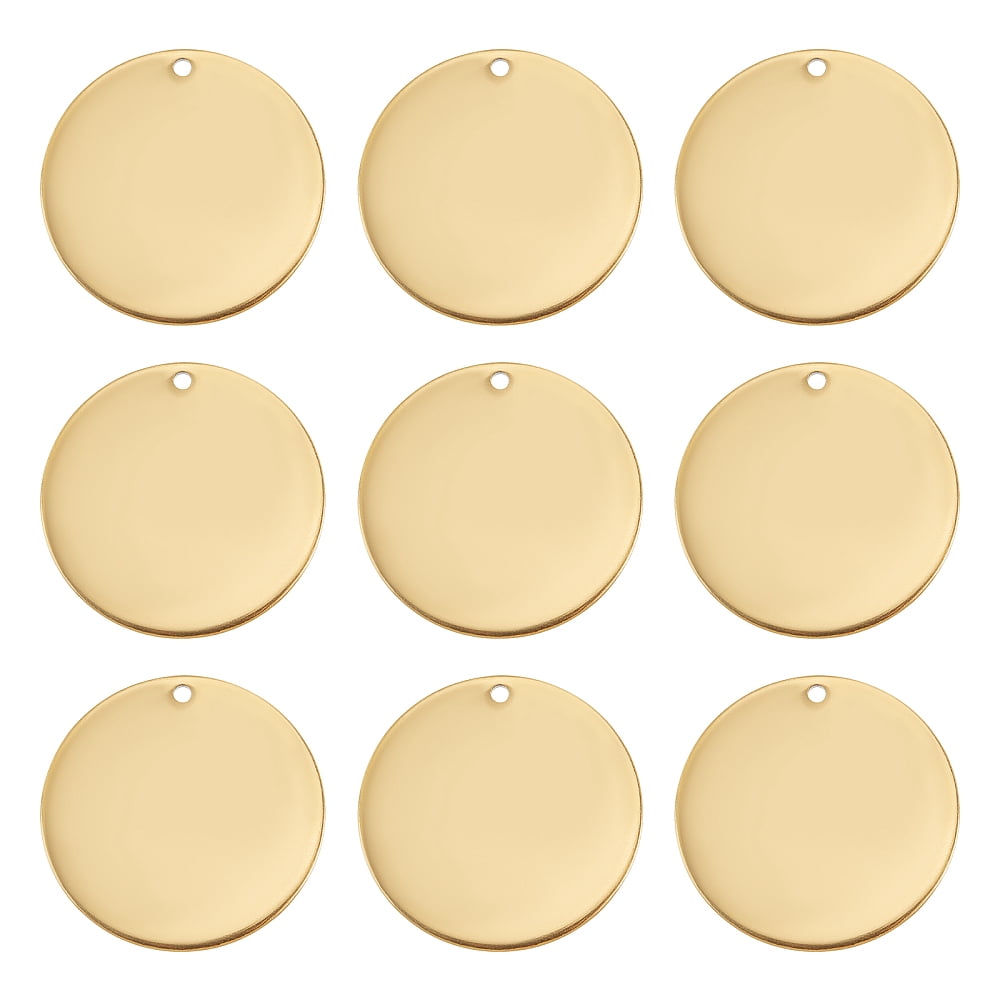 24Pcs Gold Flat Round Blank Stamping Tag 304 Stainless Steel Round Tags ...