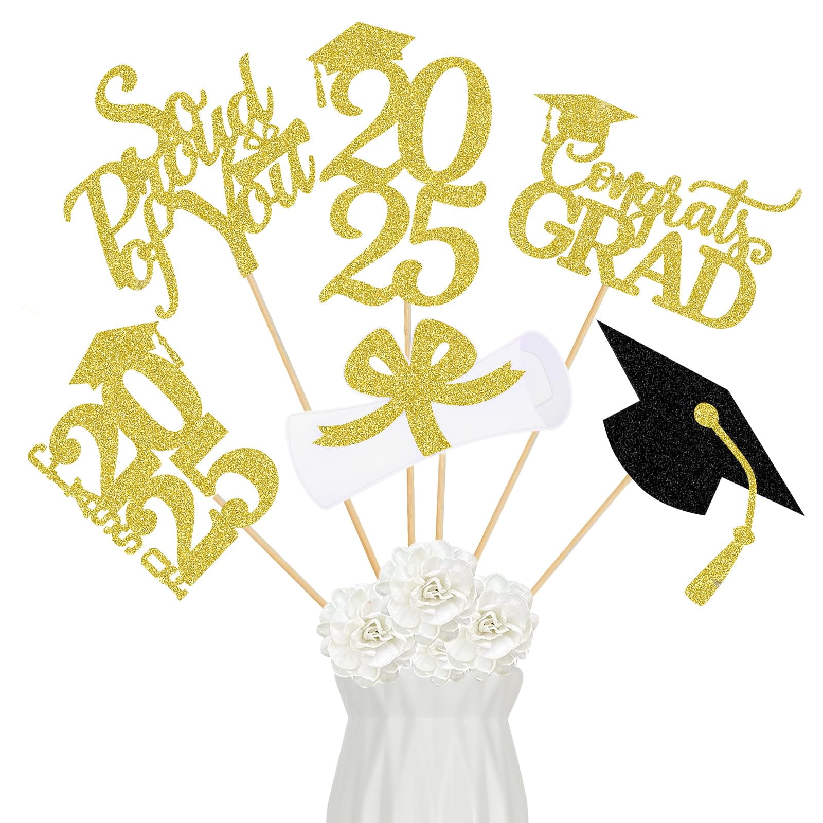 24Pcs Gold Graduation Centerpieces 2025, Graduation Centerpieces for ...