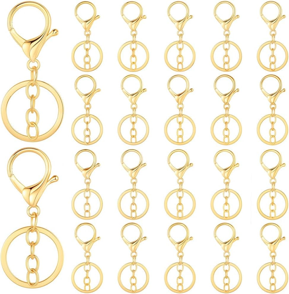 24Pcs Gold Lobster Clasp Keychain Claw Clasp Key Rings Metal Alloy Snap ...