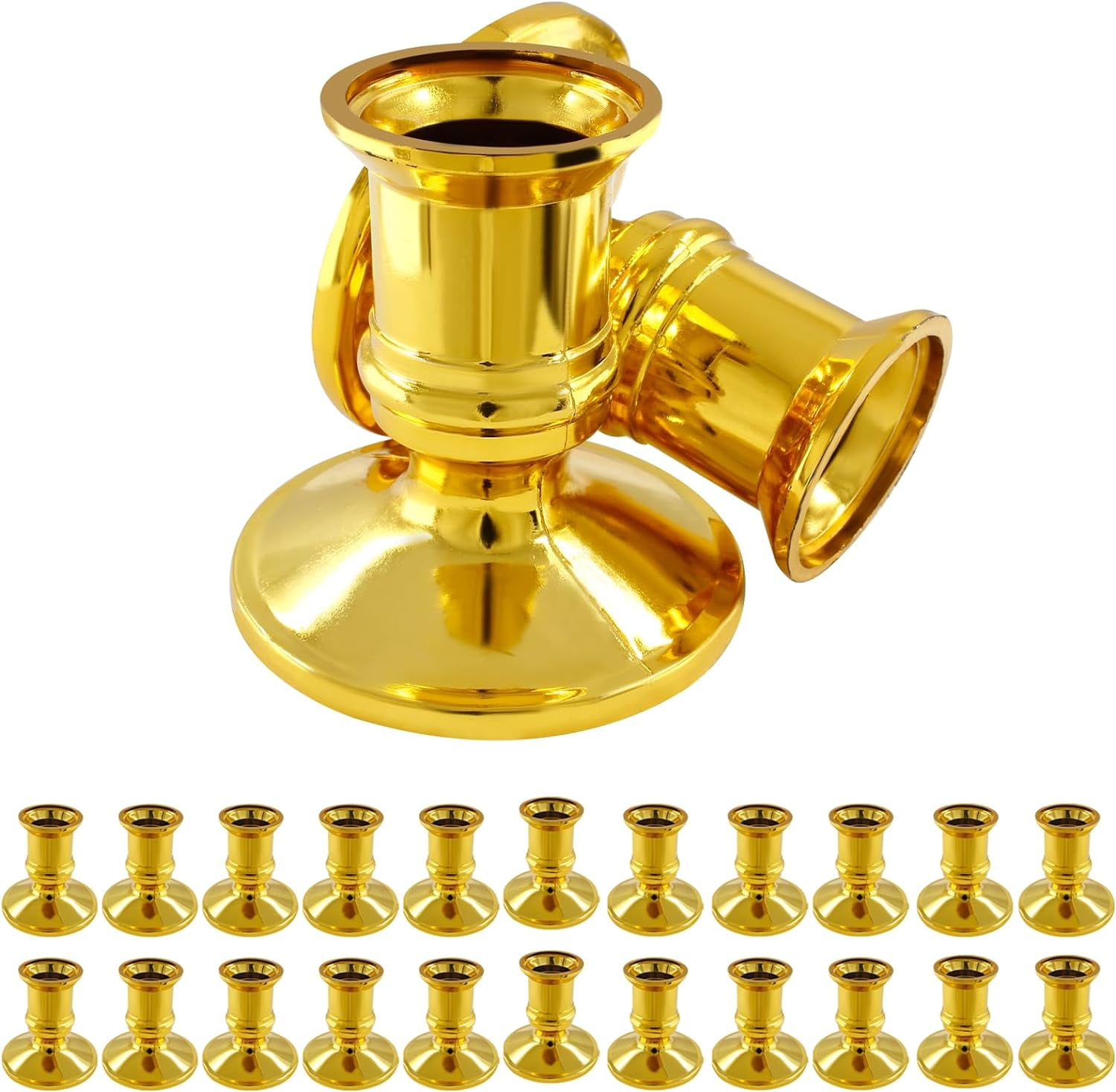 24Pcs Gold Taper Candle Holders, Plastic Candlestick Holders Only for ...