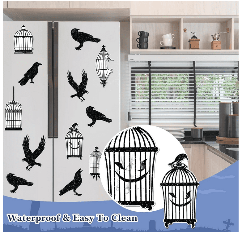 24Pcs Gothic Raven Decor - Halloween Hanging Decorations with 3D Effect ...