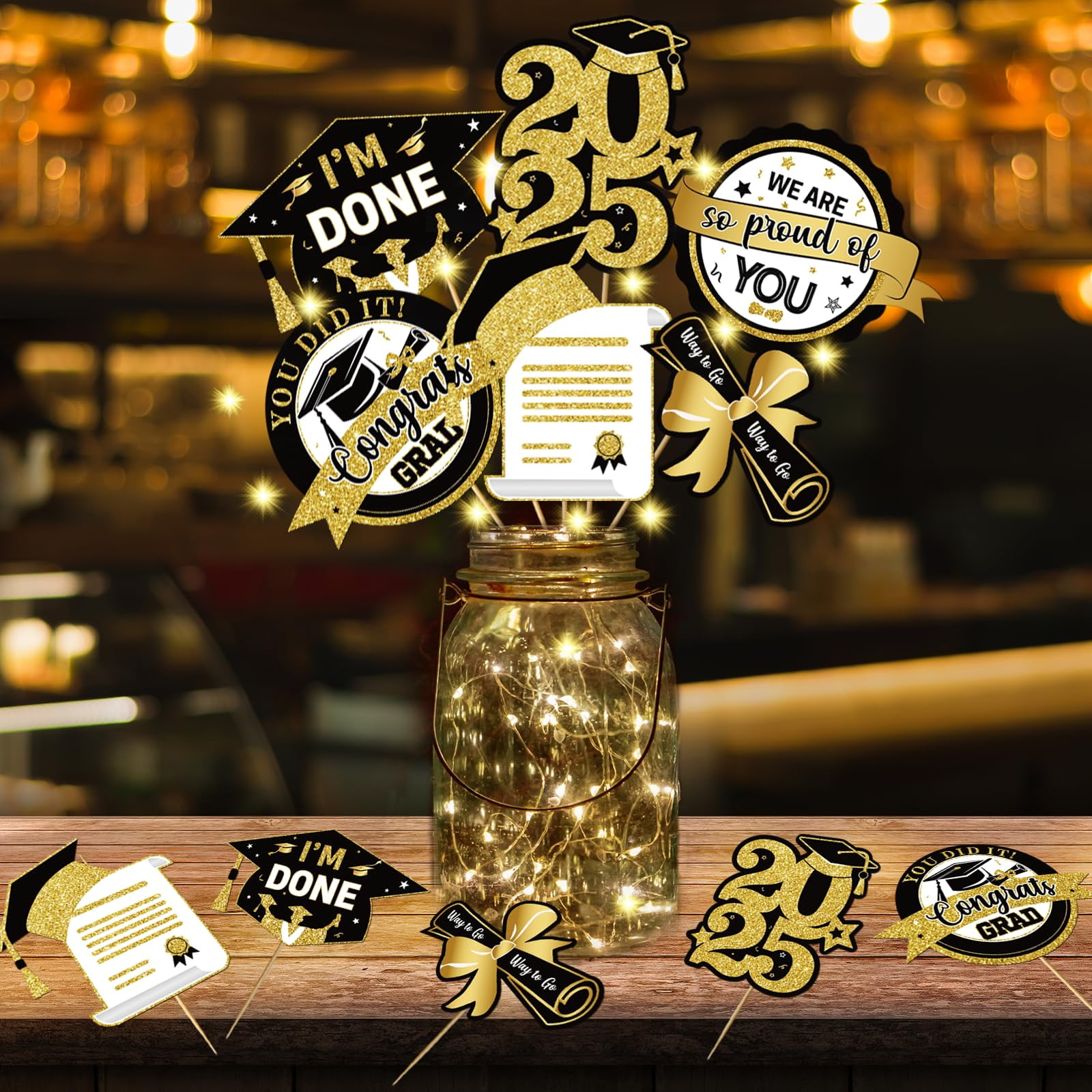 24Pcs Graduation Centerpieces for KEF16 Tables 2025 Graduation Sticks ...