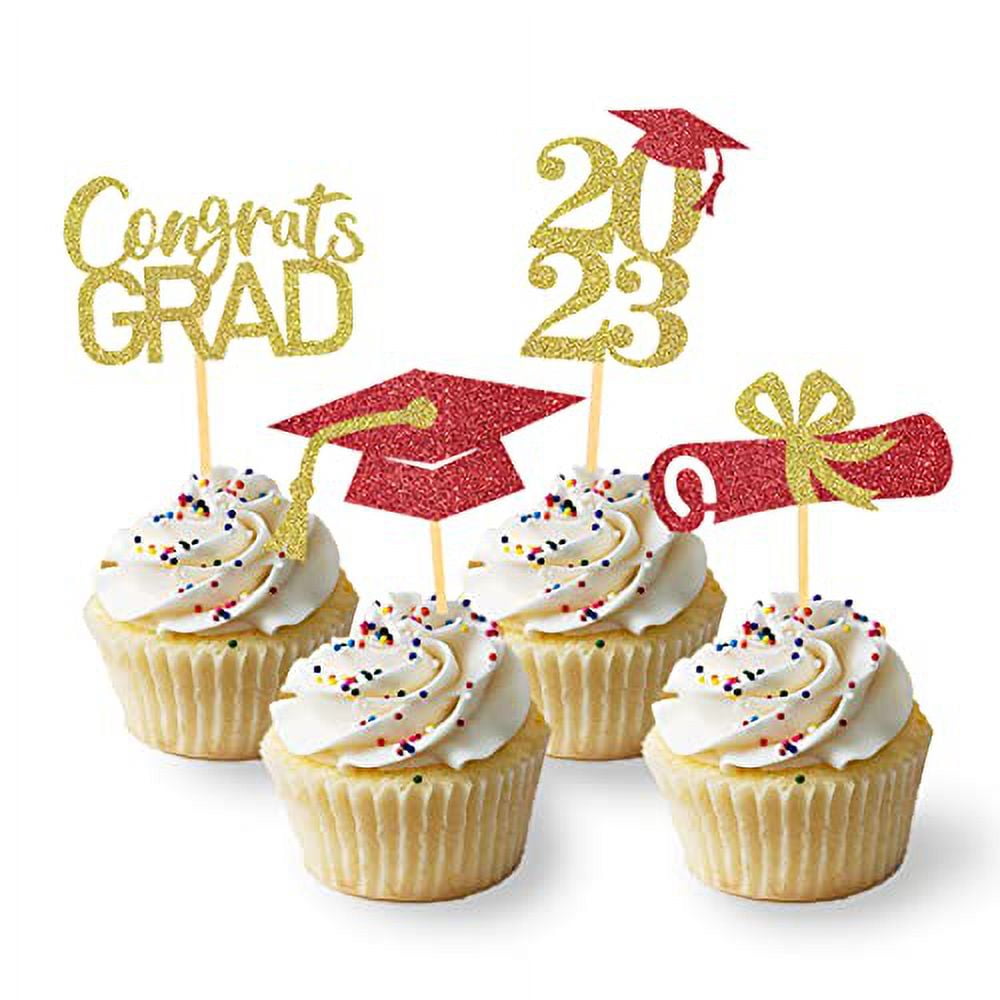 24Pcs Graduation Cupcake Toppers, Graduation Decorations Class of 2023 ...