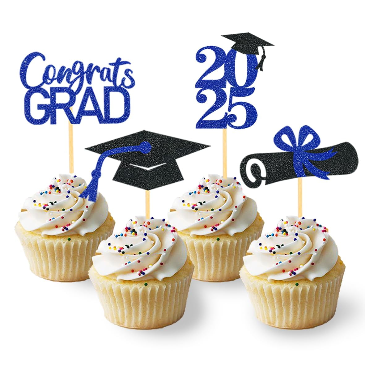 24Pcs Graduation Cupcake Toppers, SSF20 Graduation Cupcake Picks for ...
