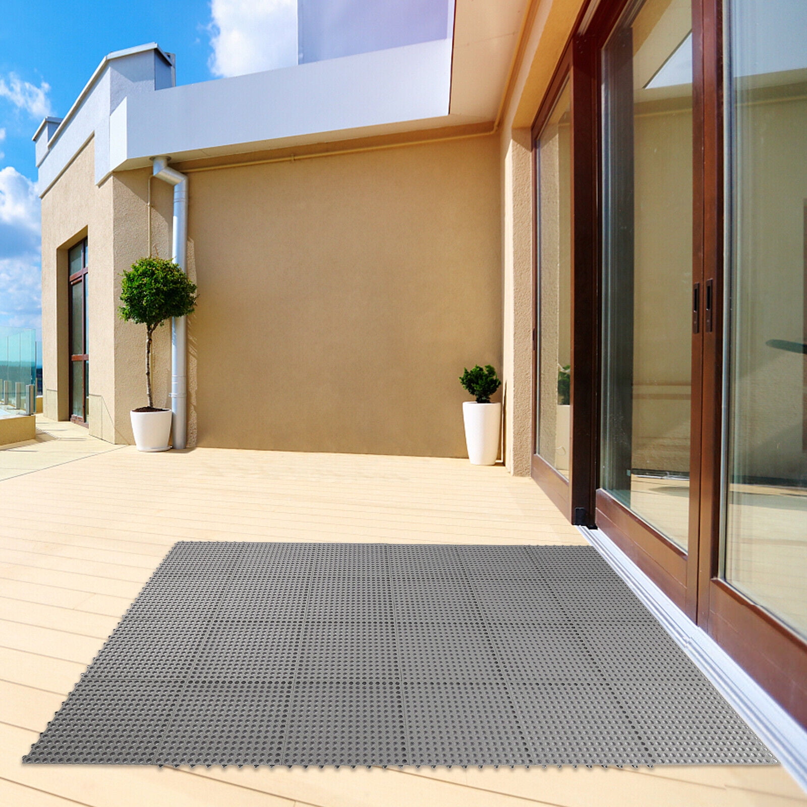 24Pcs Grey Waterproof Shower Floor Mat Interlocking Flooring Tile Non ...