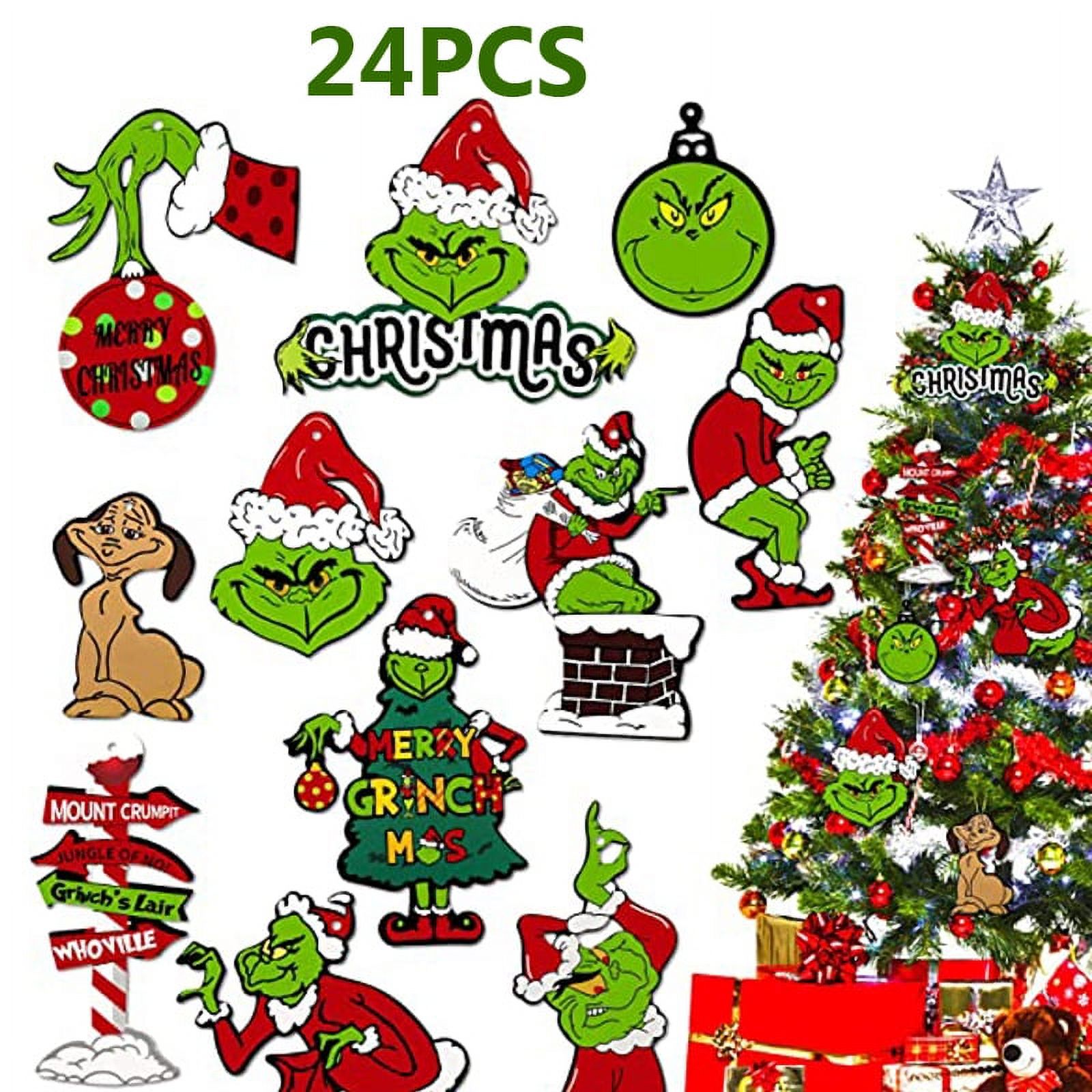 24Pcs Grinch Christmas Ornament Paper Hanging Christmas Tree ...