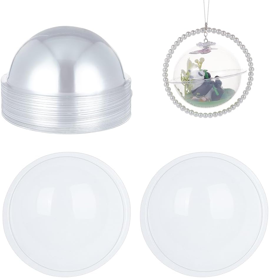 24Pcs Half Ball Dome 3.1 Inch Clear Plastic Domes Candy Holder Shaker ...