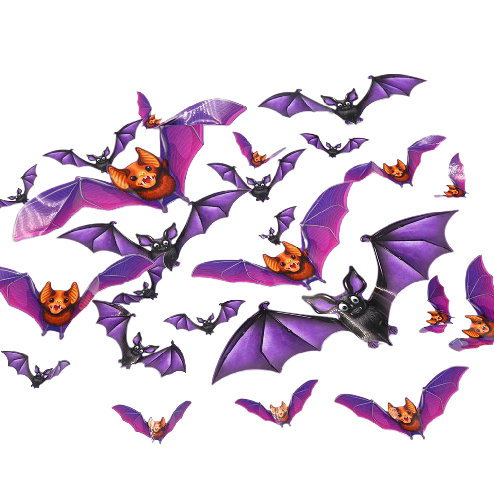 24Pcs Halloween 3D Bat Stickers Realistic Scary Bat Stickers DIY Wall ...